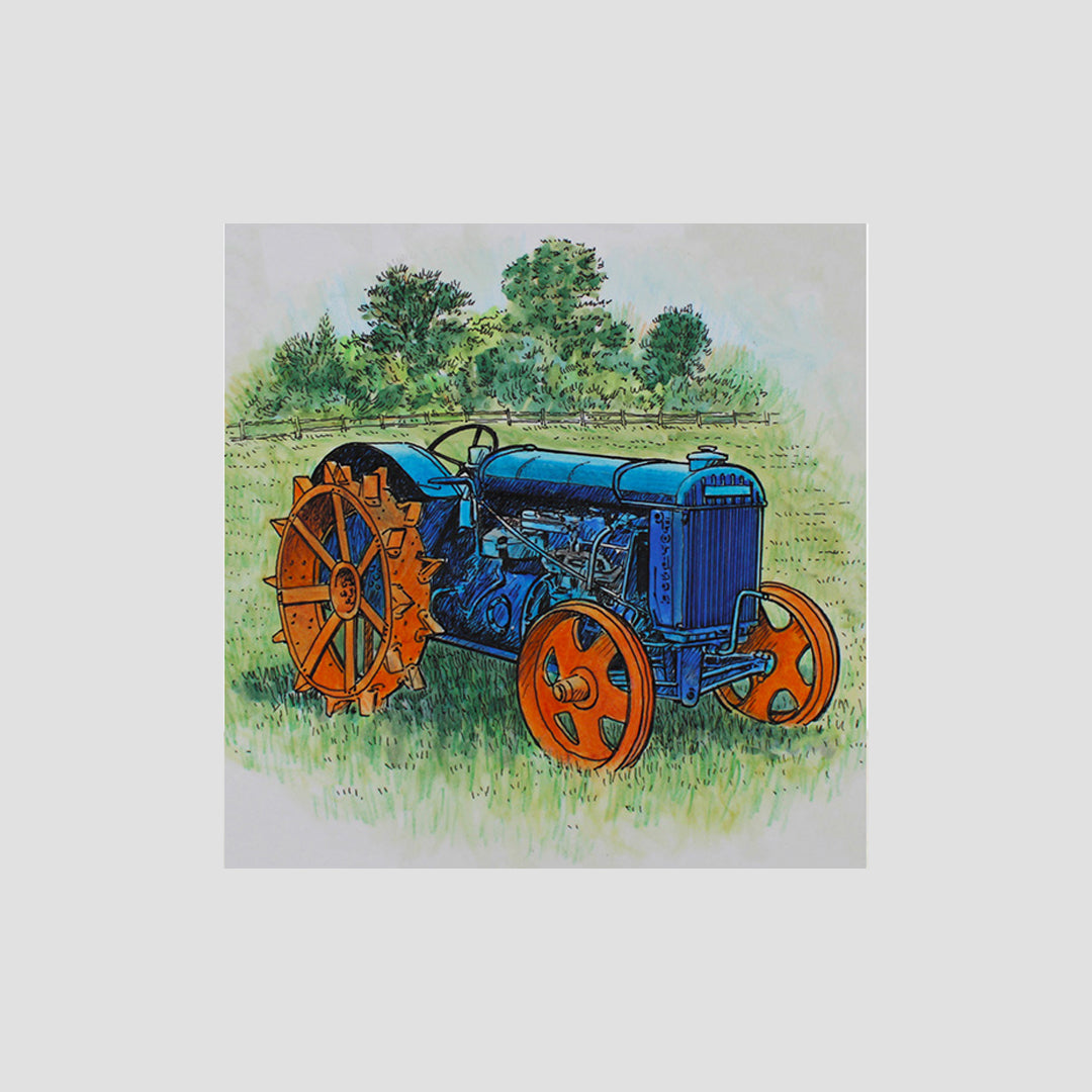 Classic Blue Tractor Farming Themed Blank Card – Grays 1922 Ltd